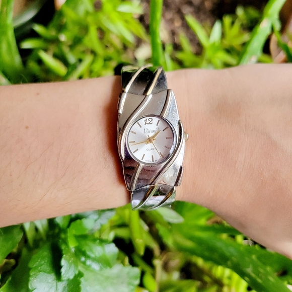 Vivani | Accessories | Vintage Vivani Silver Classic Cuff Watch With ...